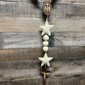 Extra Large Star Wall Rosary | Decorative White Beaded Rosary ...