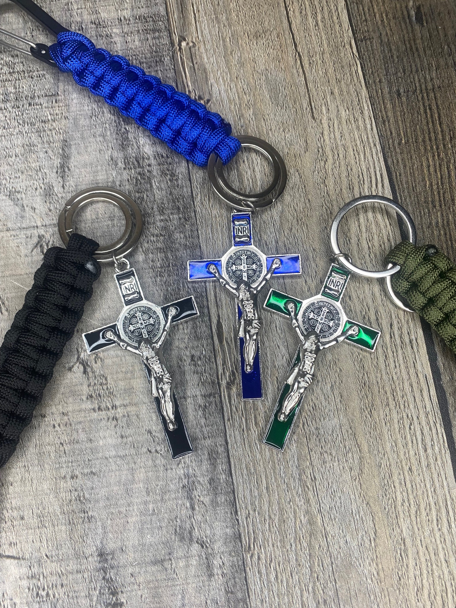Paracord St Benedict Crucifix Keychain Catholic Keychain - Etsy