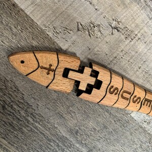 Wooden Catholic Fidget Toy | Wooden Jesus Fish | Catholic Desk Decor ...