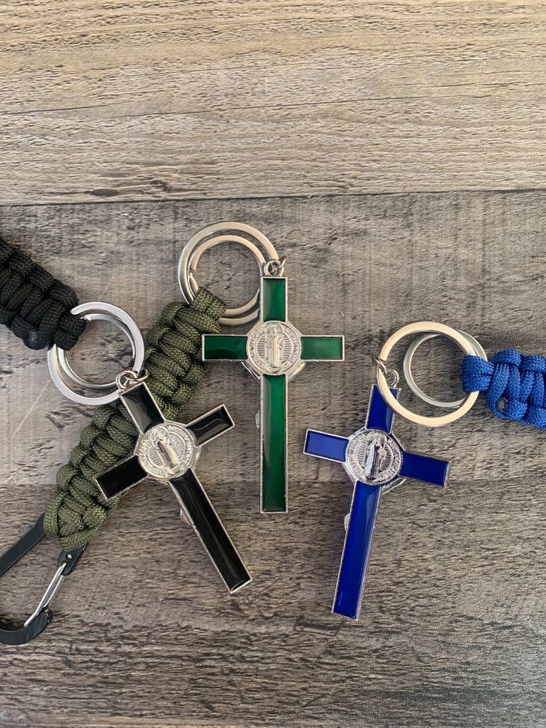 Paracord St Benedict Crucifix Keychain: Handmade Catholic Keychain - Etsy
