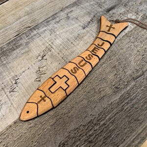 Wooden Catholic Fidget Toy | Wooden Jesus Fish | Catholic Desk Decor ...