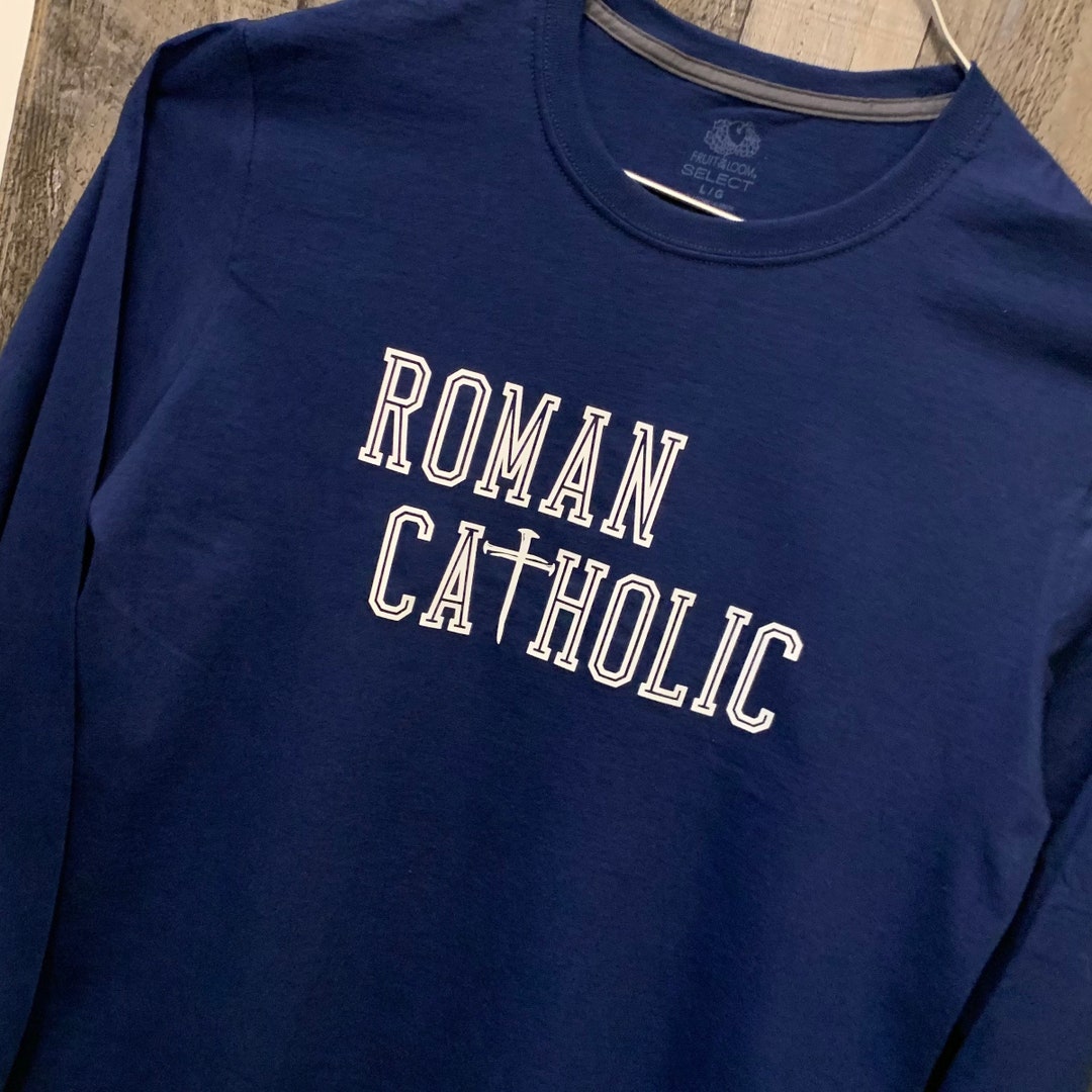 Navy Long Sleeve Roman Catholic Shirt for Men | Catholic Husband ...