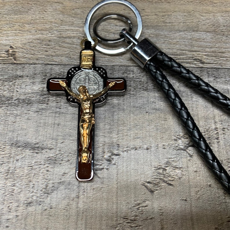 St Benedict Crucifix Keychain Catholic Keychain Saint - Etsy