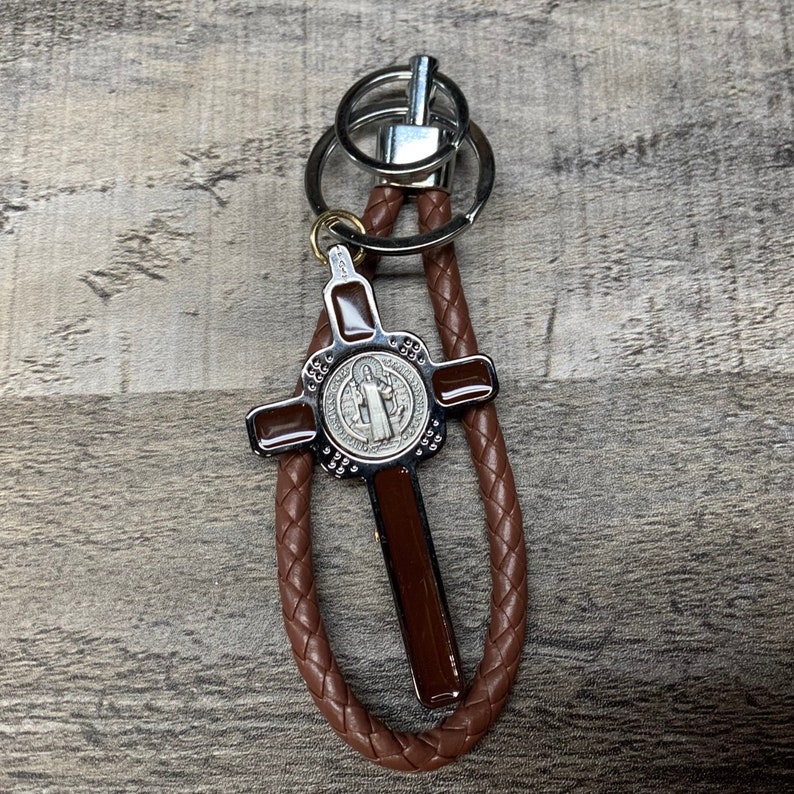 St Benedict Crucifix Keychain Catholic Keychain Saint - Etsy