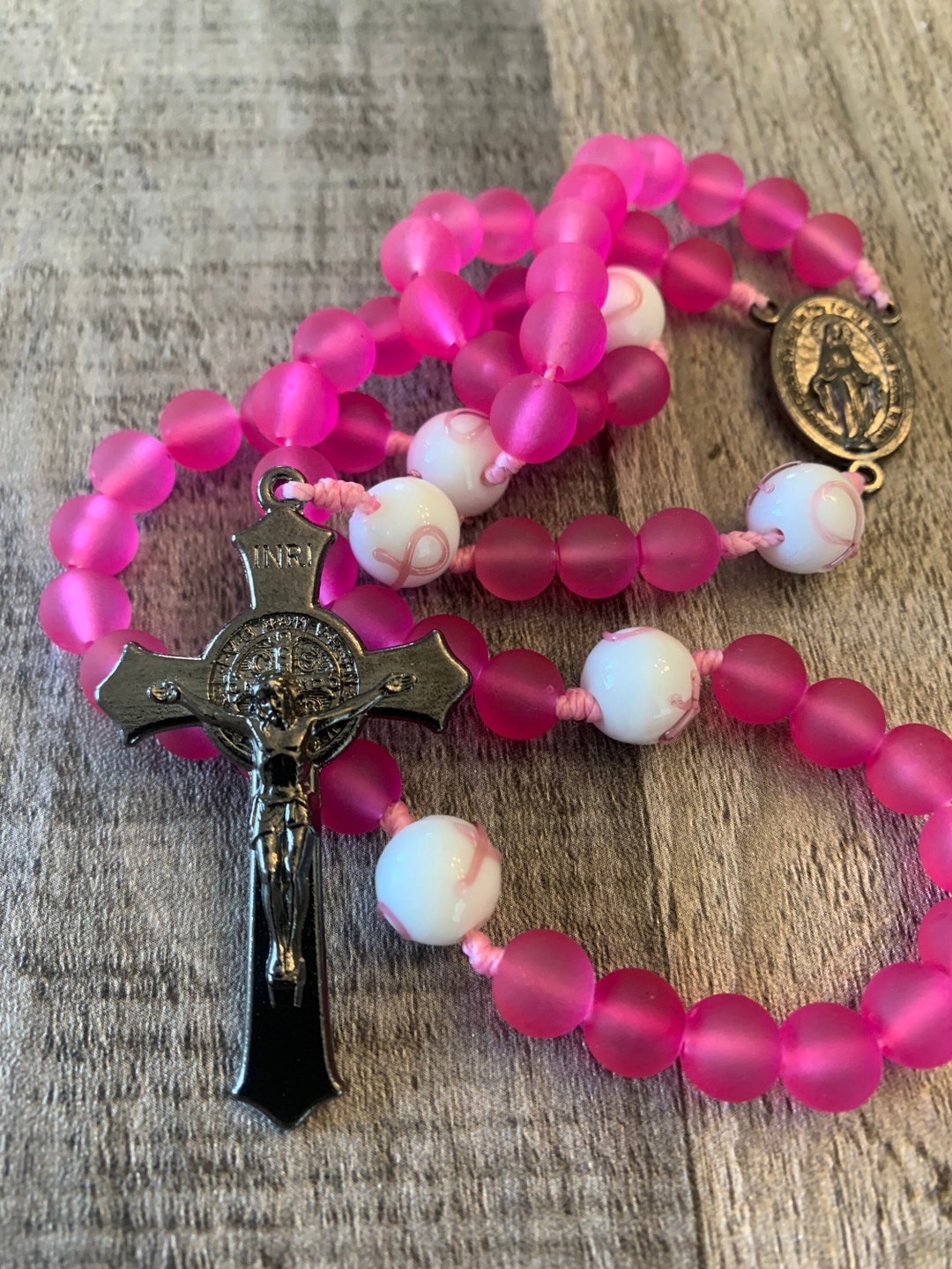 Pink Ribbon Cancer Rosary Handmade Breast Cancer Support Rosary Rosary ...