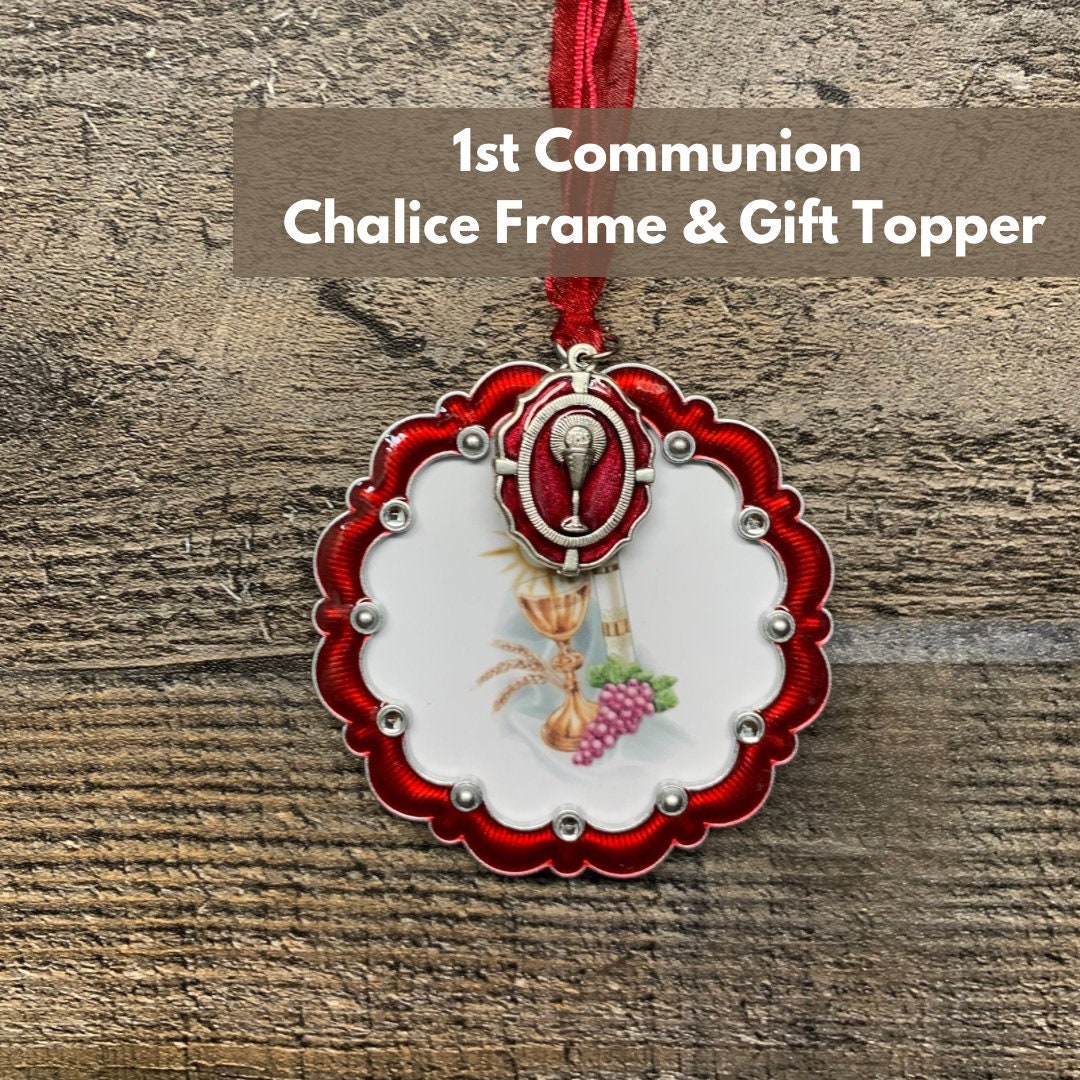 First Communion Chalice Ornament: Silver Oxidized Gift Topper - Etsy