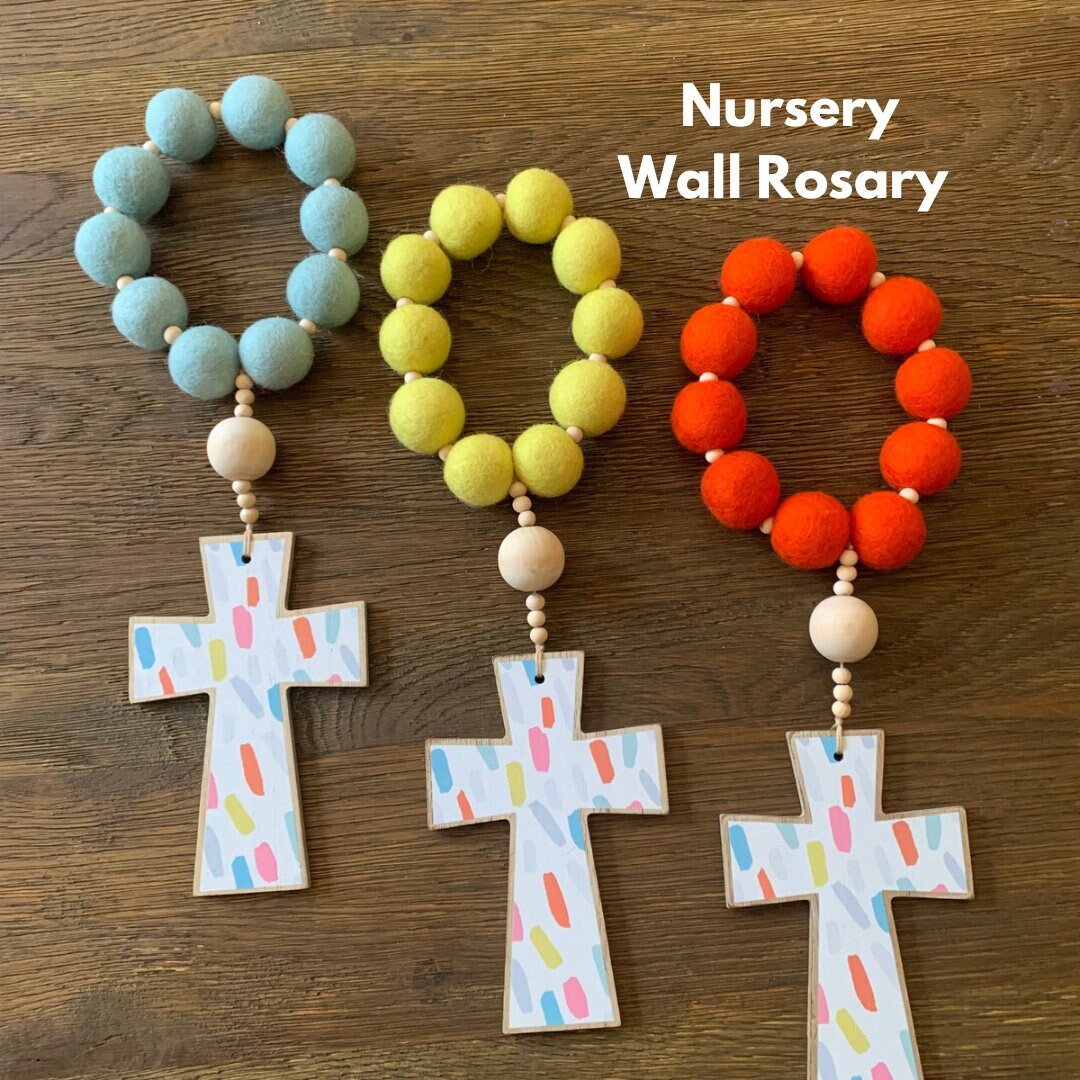 Catholic Nursery Wall Rosary | Catholic Baby Wall Rosary | Rosary Door ...