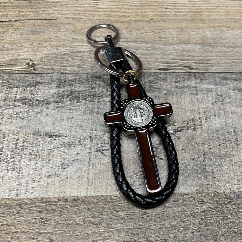 St Benedict Crucifix Keychain Catholic Keychain Saint - Etsy