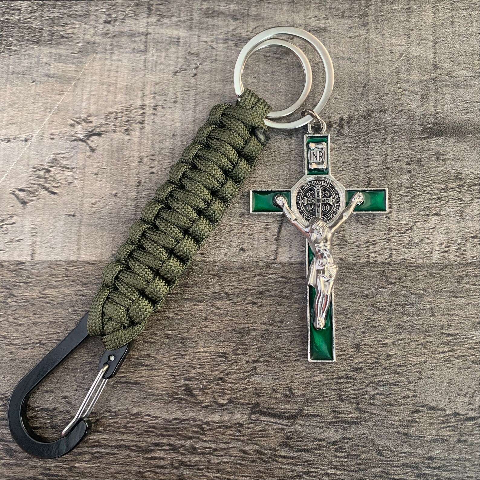 Paracord St Benedict Crucifix Keychain Catholic Keychain - Etsy