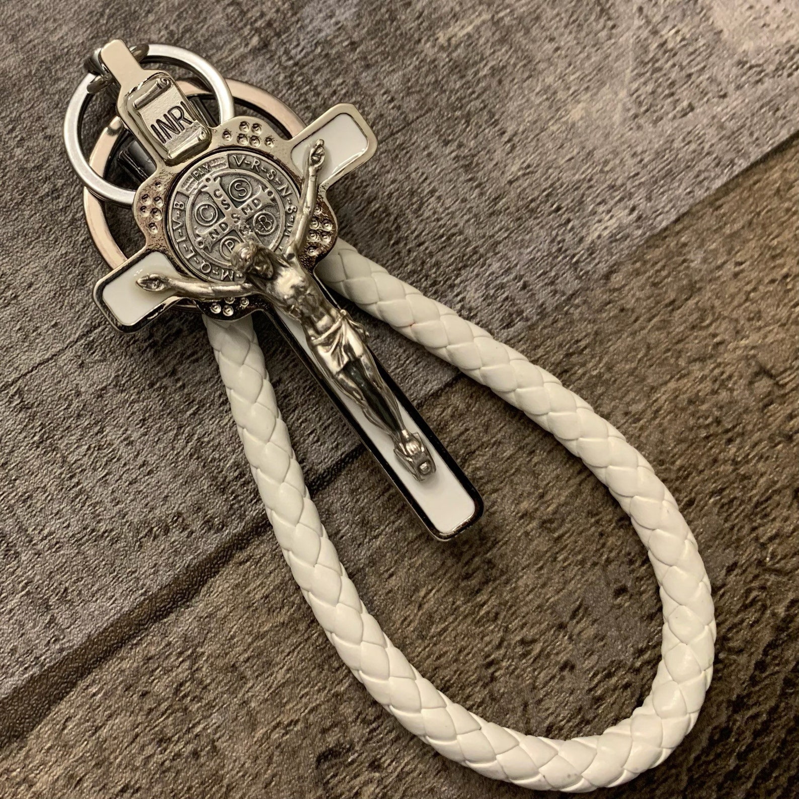 St Benedict Crucifix Keychain Catholic Keychain Saint - Etsy