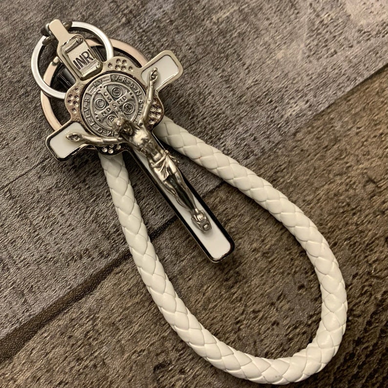St Benedict Crucifix Keychain Catholic Keychain Saint - Etsy