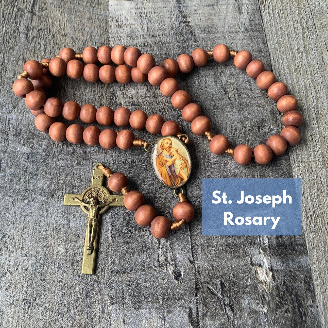 Brown Saint Joseph Rosary | Saint Joseph Wooden Rosary | Catholic Cord ...