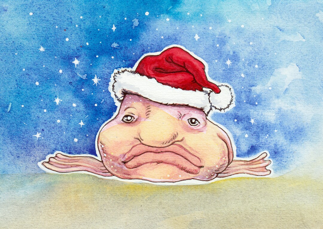 8-pack Blobfish Christmas Card 'happy Blobbydays' - Etsy