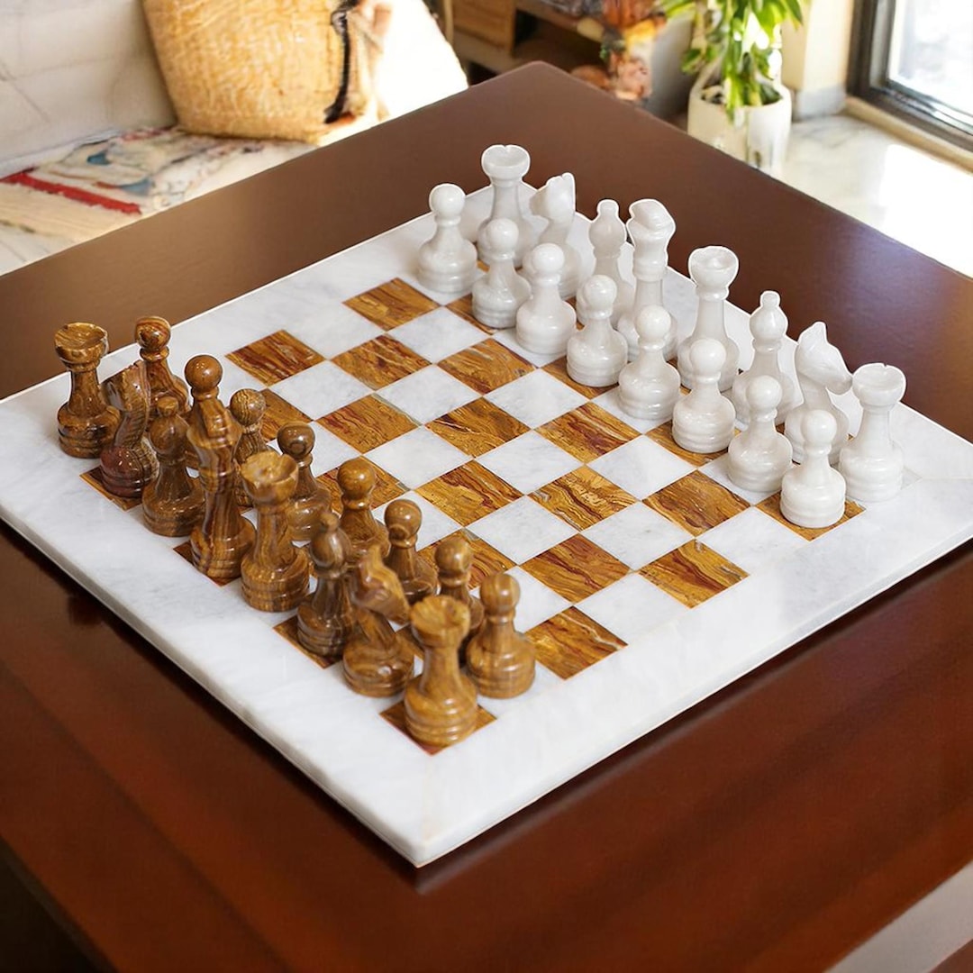 Luxury Chess Set for Christmas | Modern Stone Chess Display | Elegant ...