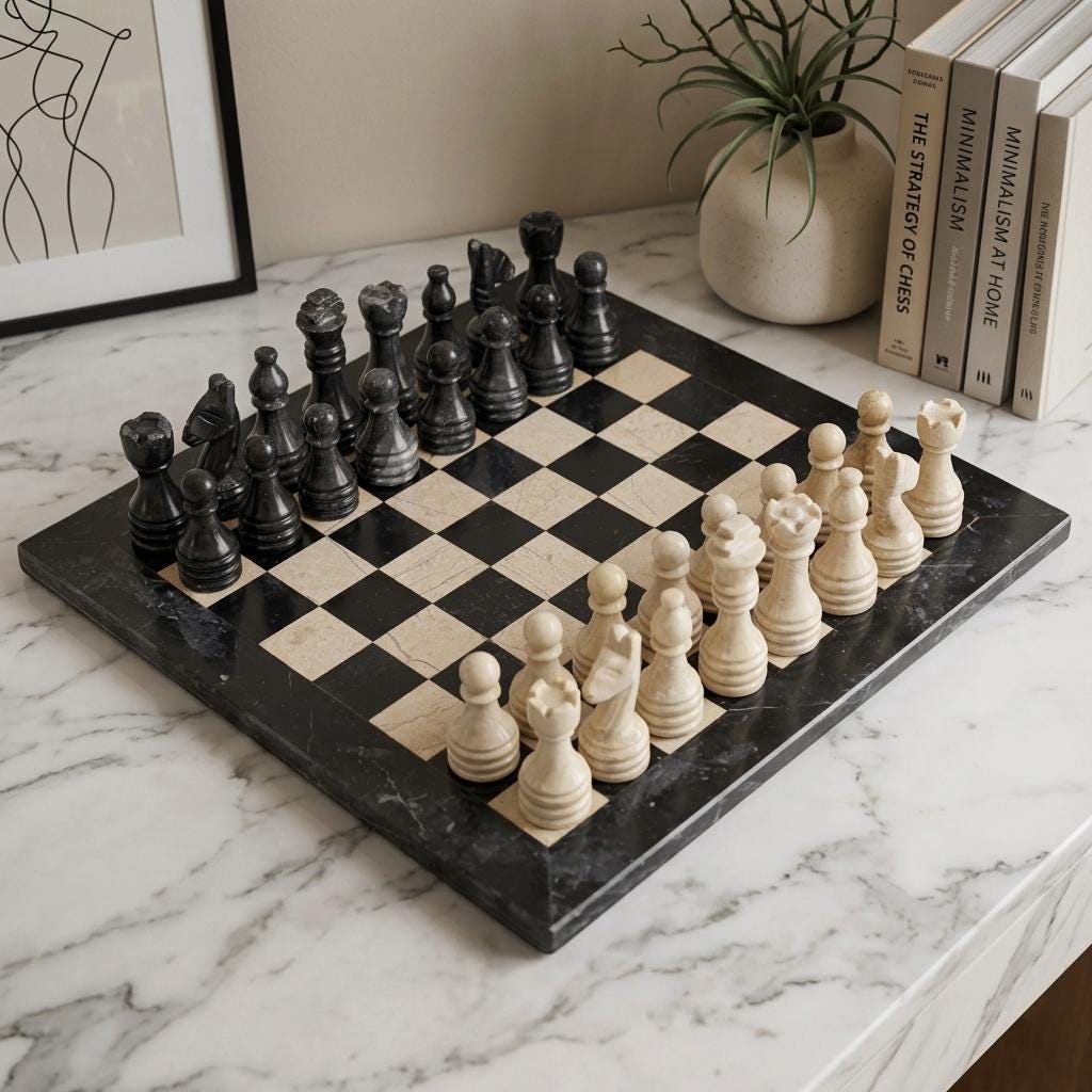 Handmade Marble Chess Set | Luxury Stone Board Game Pieces (12x12 ...