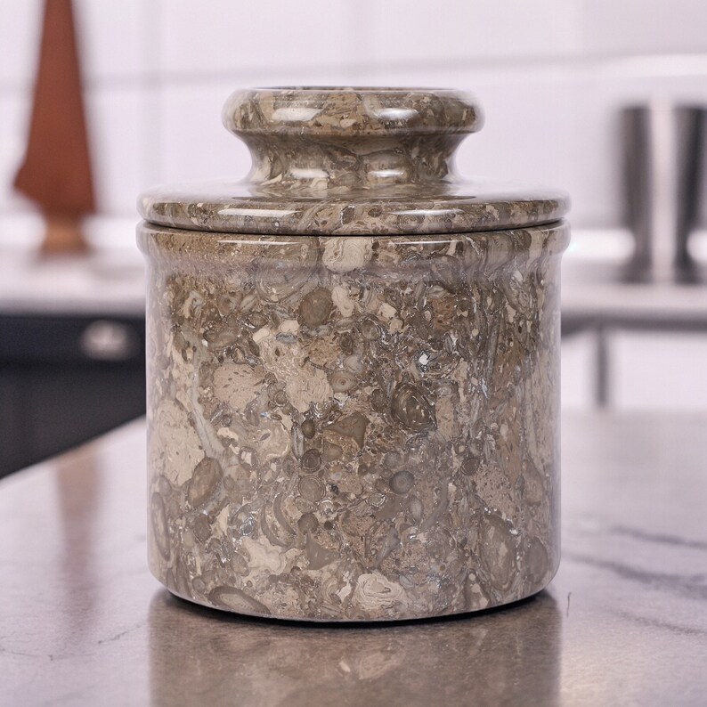 Stoneware in Grey Marble Decor Stone Butter Keeper, Handmade Butter ...