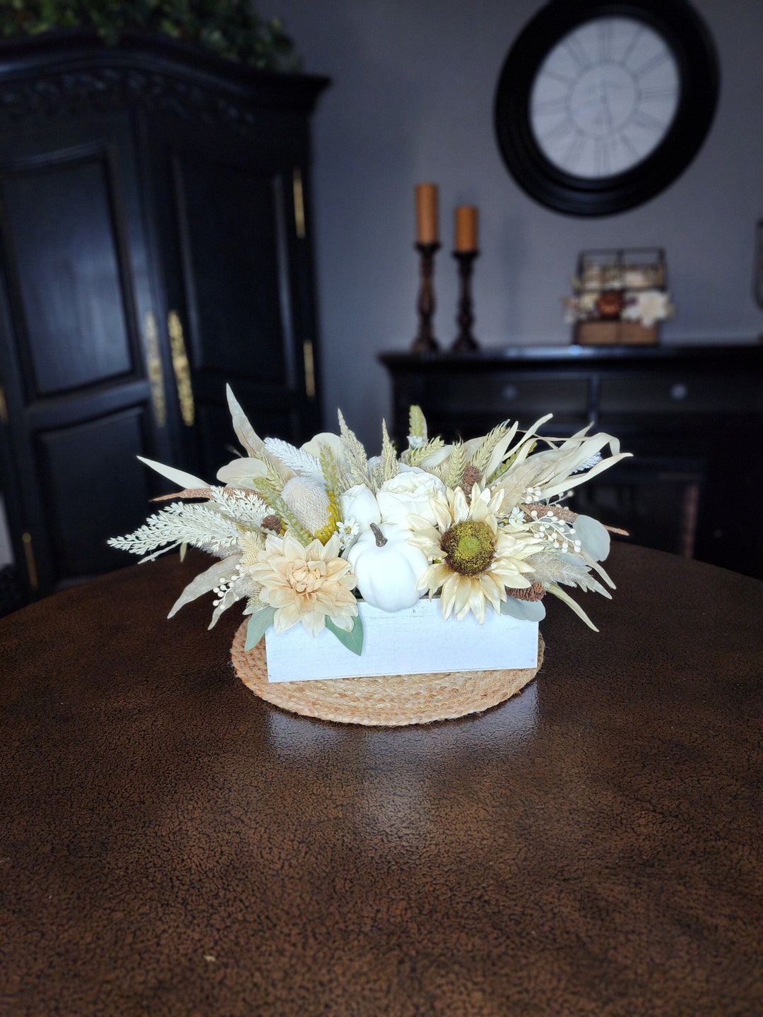 Neutral Fall Centerpiece for Dining Table Centerpiece Boho Neutral ...