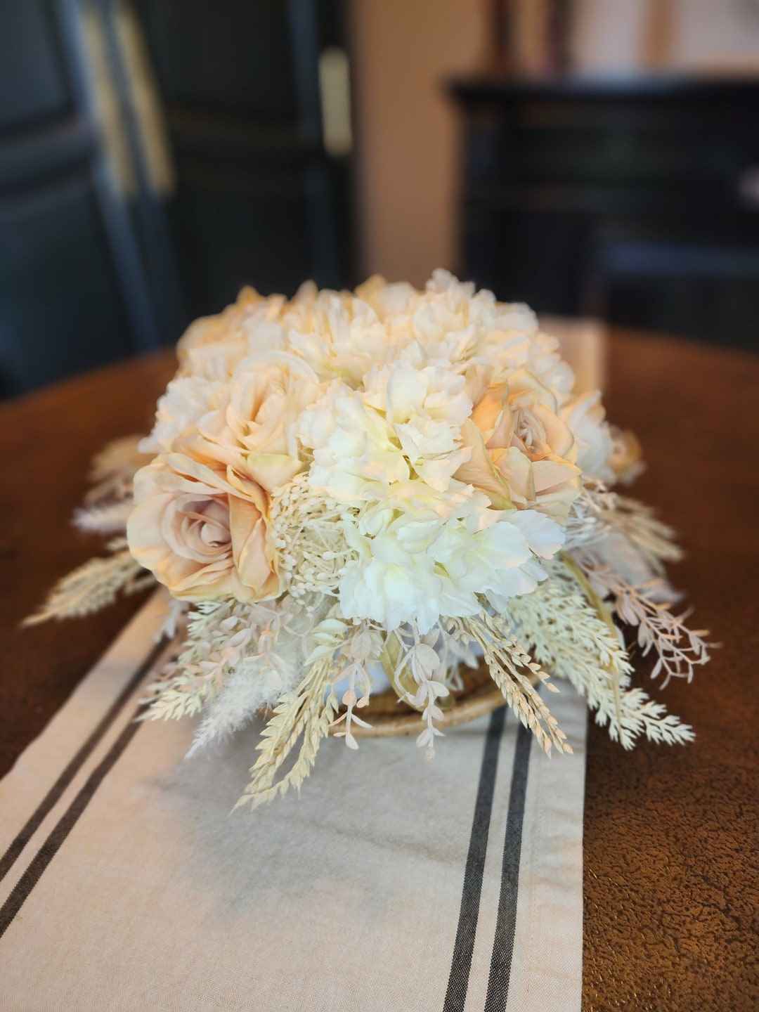 Boho Table Centerpiece, Boho Bridal Shower Decor, Neutral Floral ...