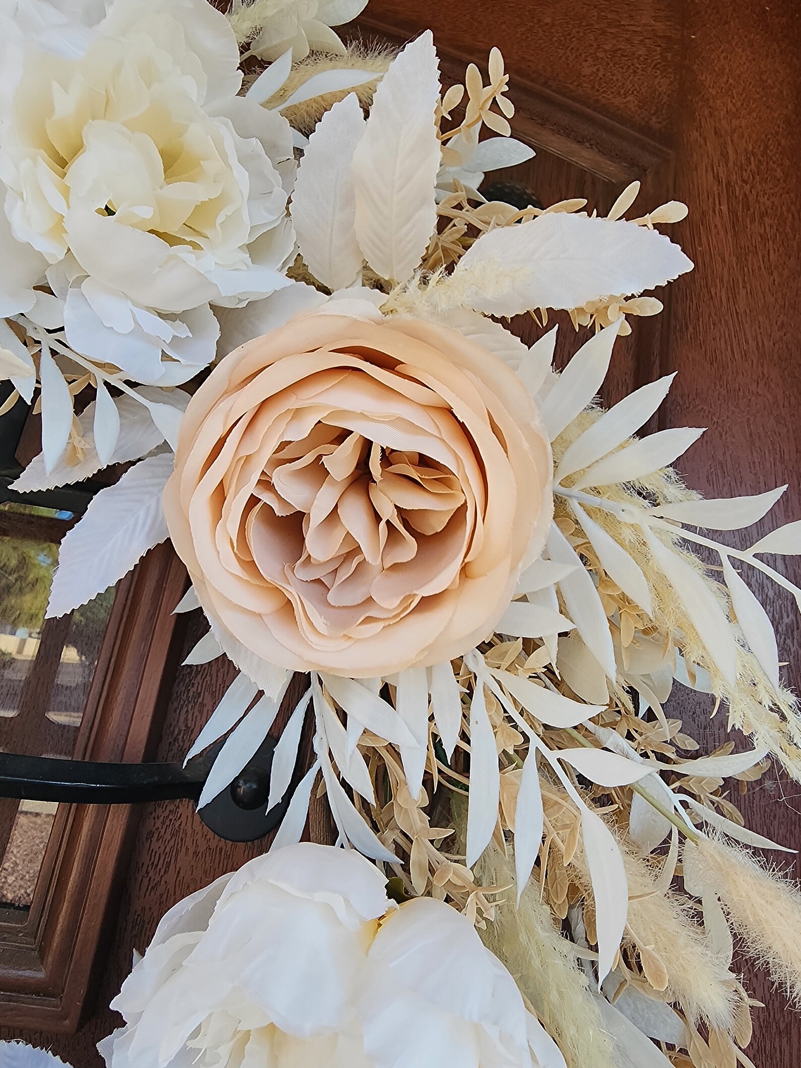 Boho Wreath Beige Boho Wedding Wreath Boho Wreath White Airbnb Decor ...