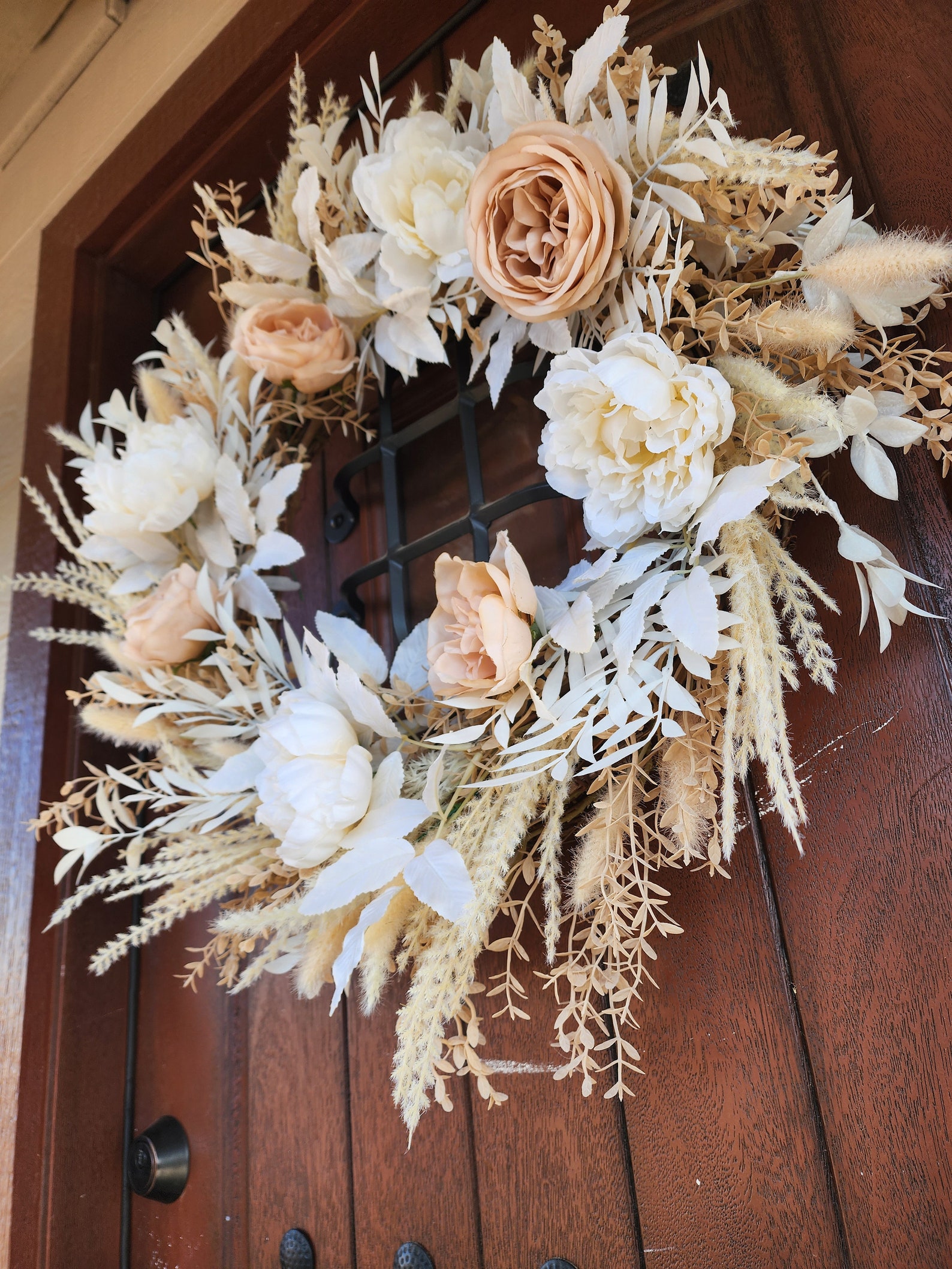 Boho Wreath Beige Boho Wedding Wreath Boho Wreath White Airbnb Decor ...