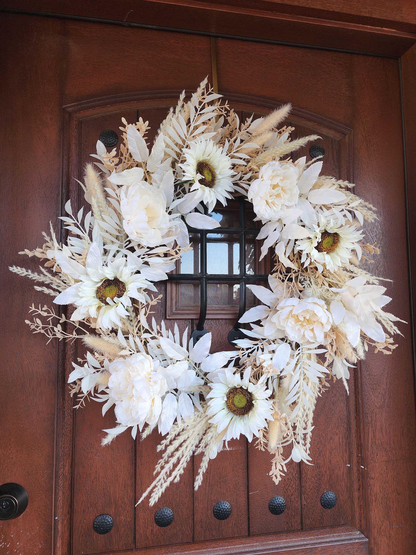 Boho Wreath Beige Boho Wedding Wreath Boho Wreath White Airbnb Decor ...