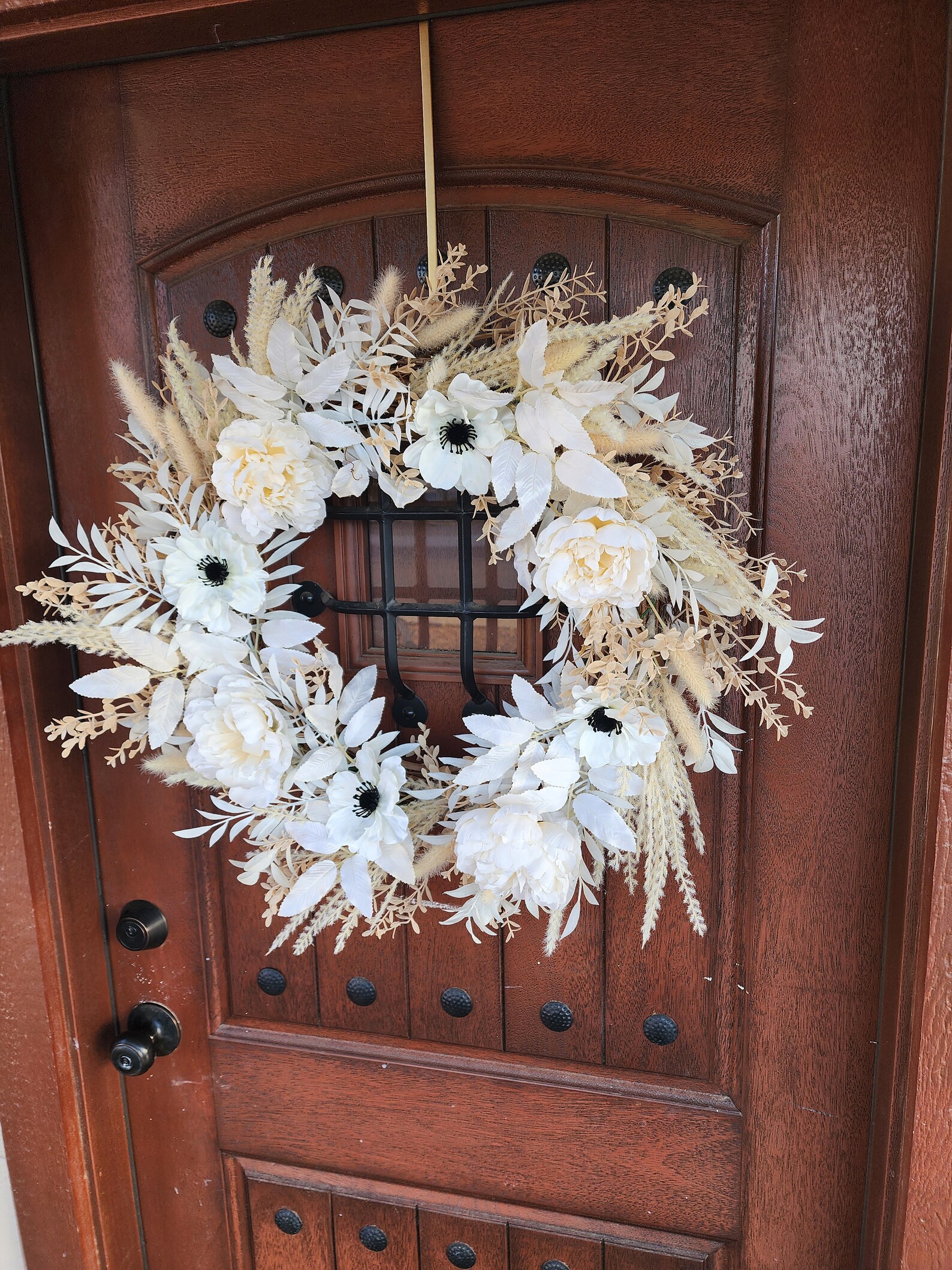 Boho Wreath Beige Boho Wedding Wreath Boho Wreath White Airbnb Decor ...