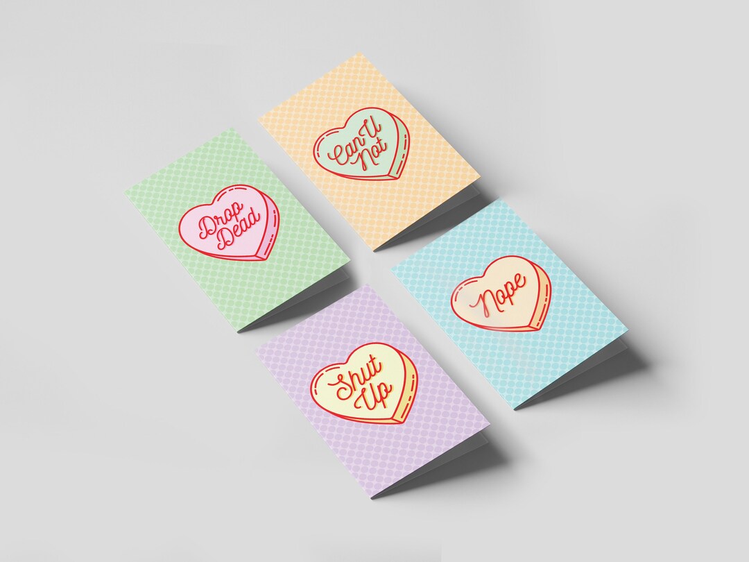 Conversation Heart Card Bundle, Printable Cards, Printable Valentines ...