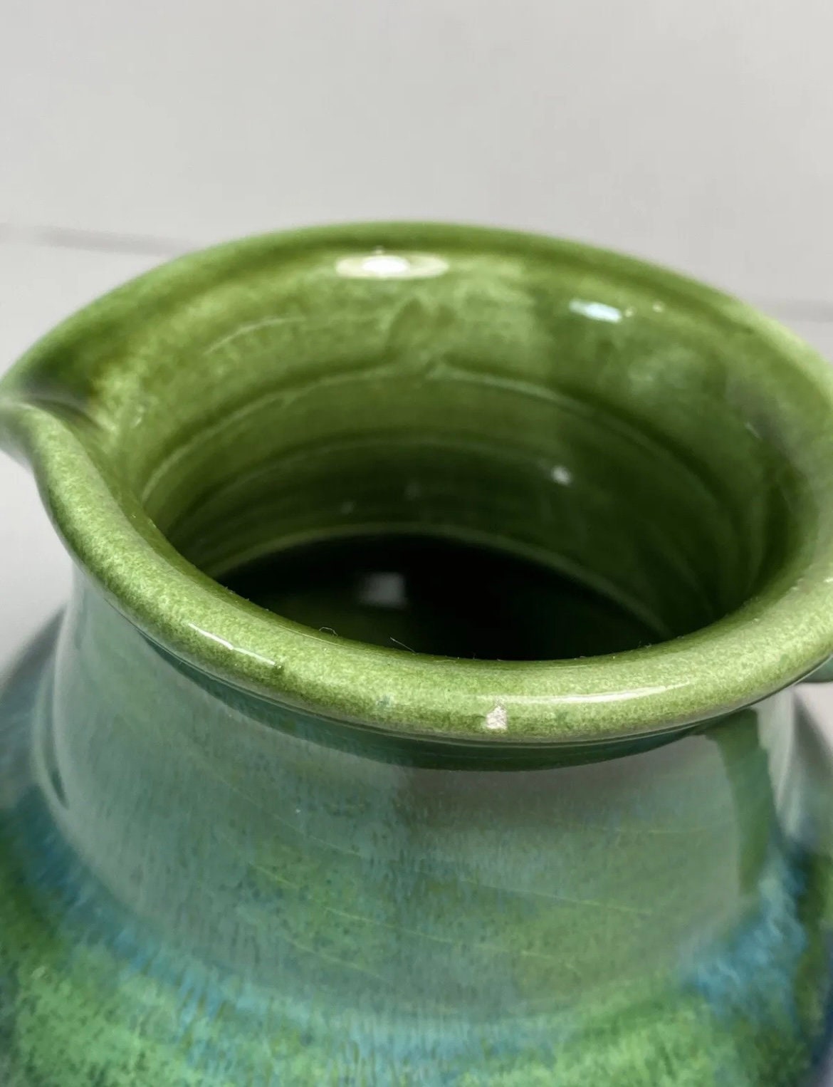 Mancer Italian Pottery Blue Green Drip Glaze Pitcher 5.25 " Handpainted ...