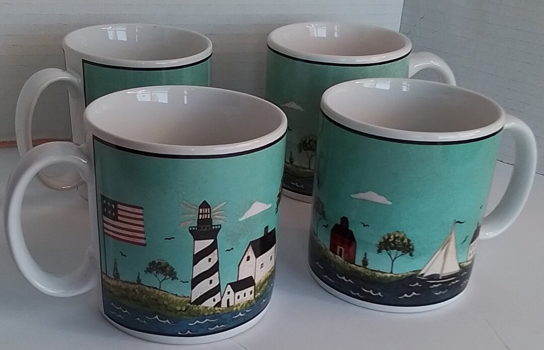 Warren Kimble Coastal Breeze 1998 Sakura NY Folk Art Americana Set of 4 ...