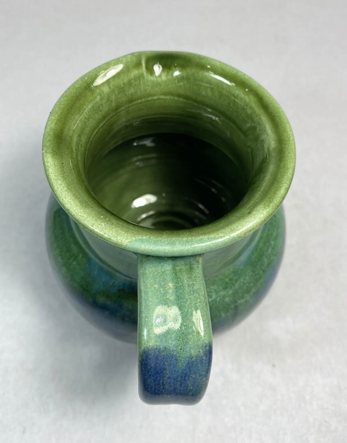 Mancer Italian Pottery Blue Green Drip Glaze Pitcher 5.25 " Handpainted ...