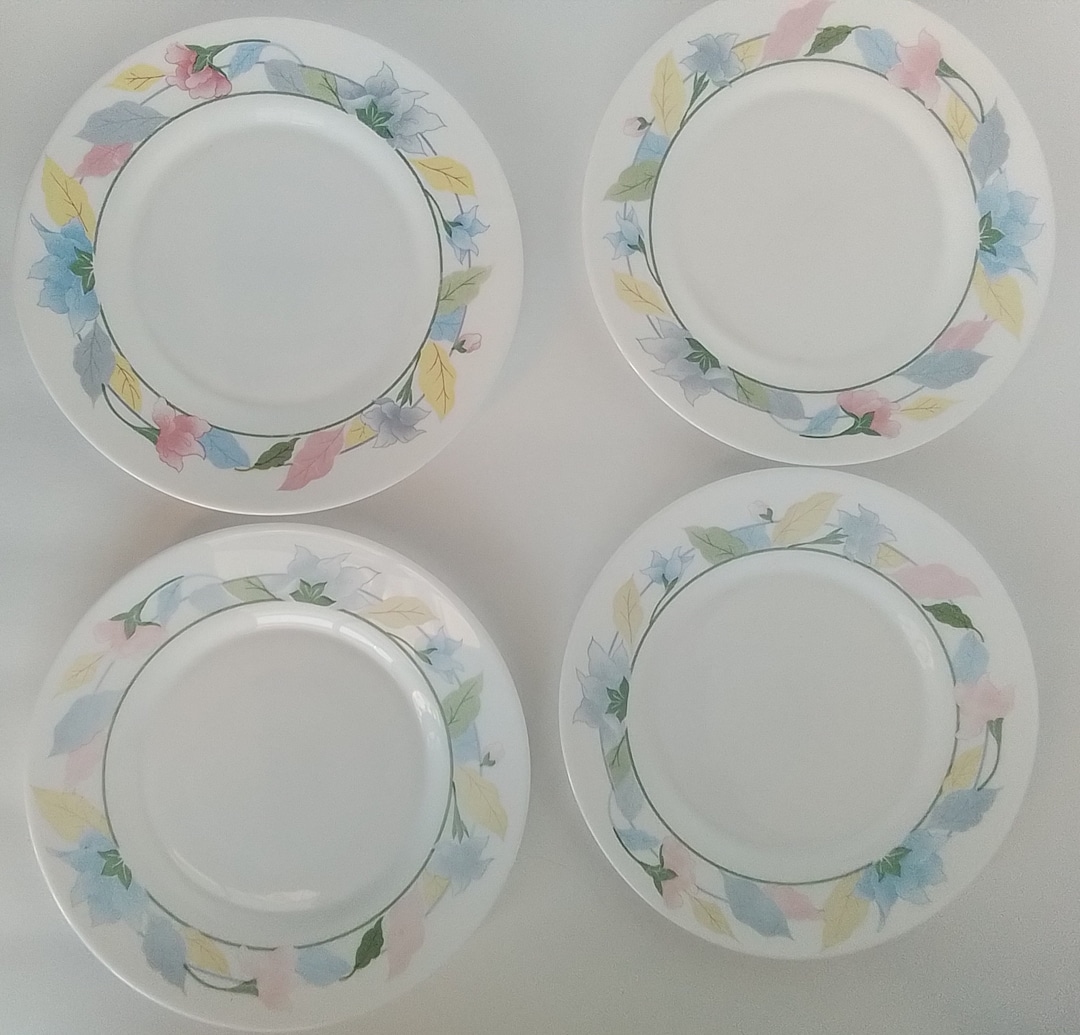 Arcopal Floral Pastel Fliwers Salad Plates Vintage Made in France Set ...