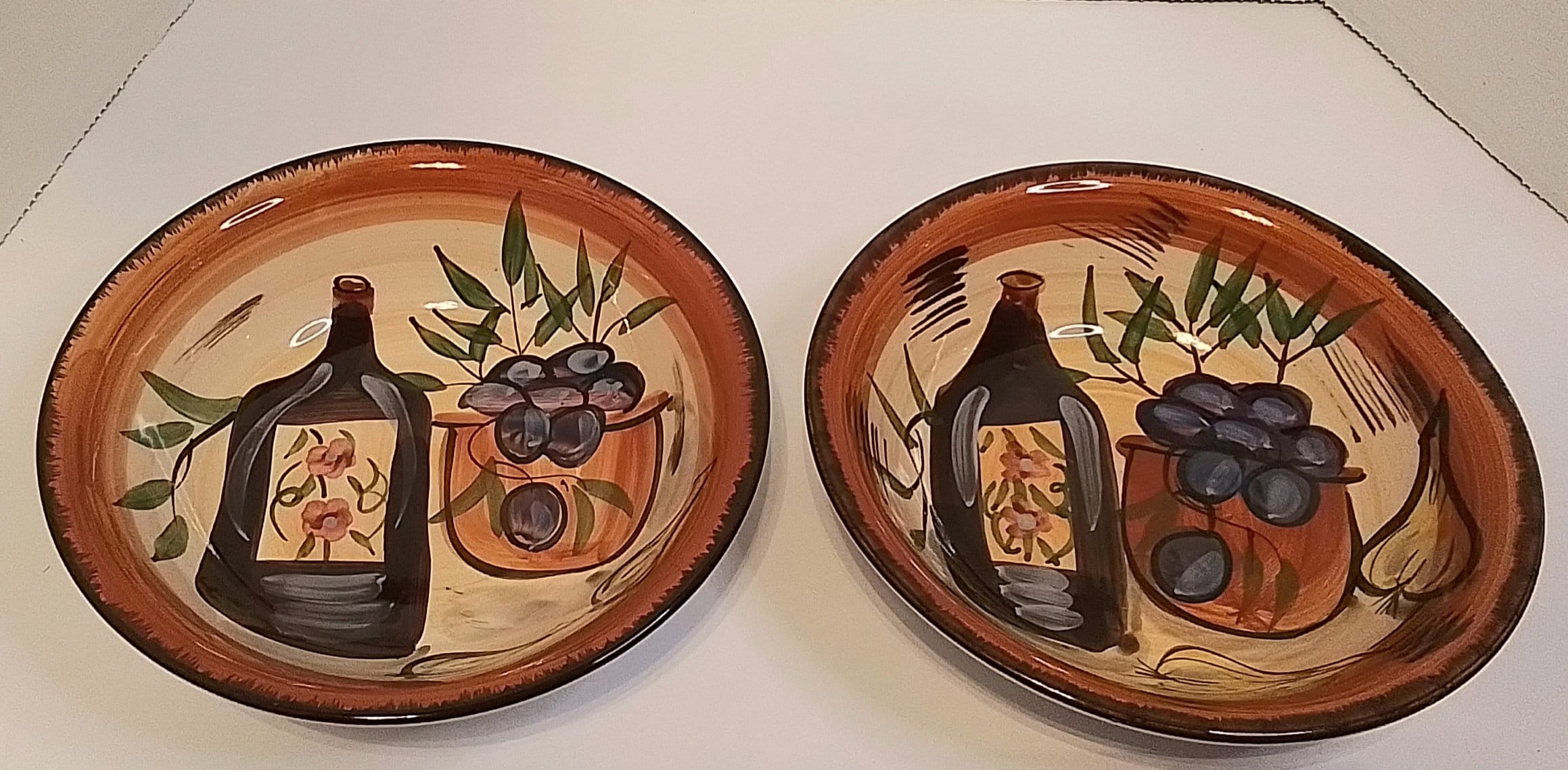 Wine and Grapes Design Dinner and Bowl Plates Set 5 Pieces Vintage ...