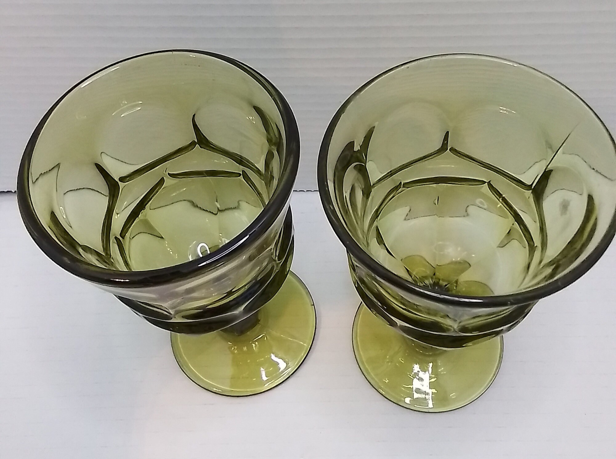 Fostoria Argus Green Pattern Wine Glass Vintage 6.5 Inch Tall. Set of 2 ...