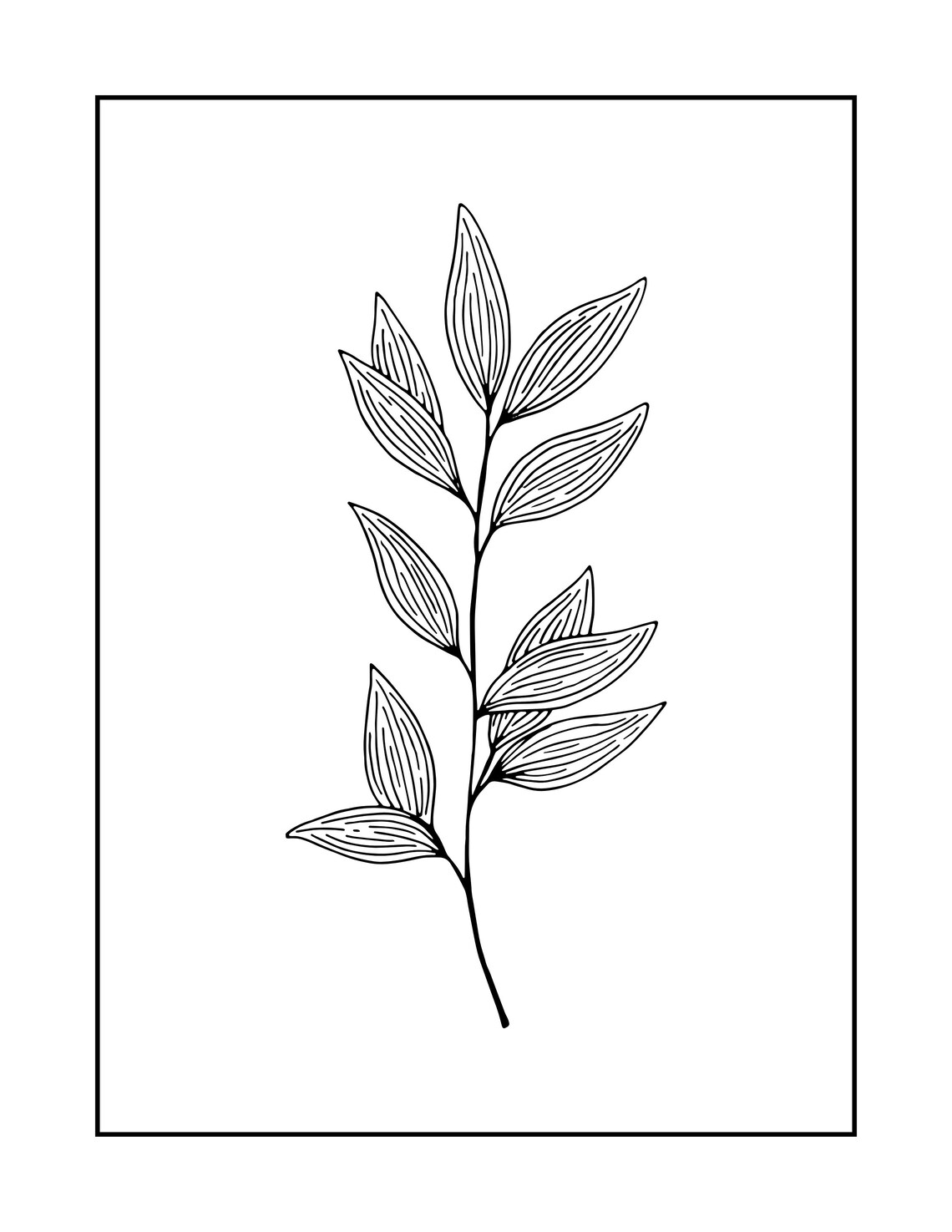 Black and White Simple Leaf Print Set- Digital Download - Etsy