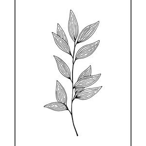 Black and White Simple Leaf Print Set- Digital Download - Etsy