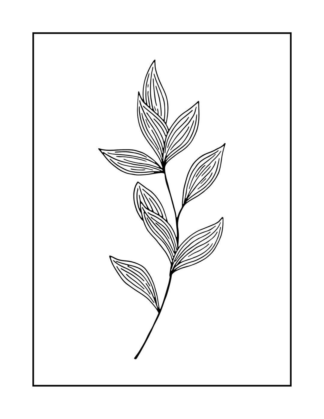 Black and White Simple Leaf Print Set- Digital Download - Etsy