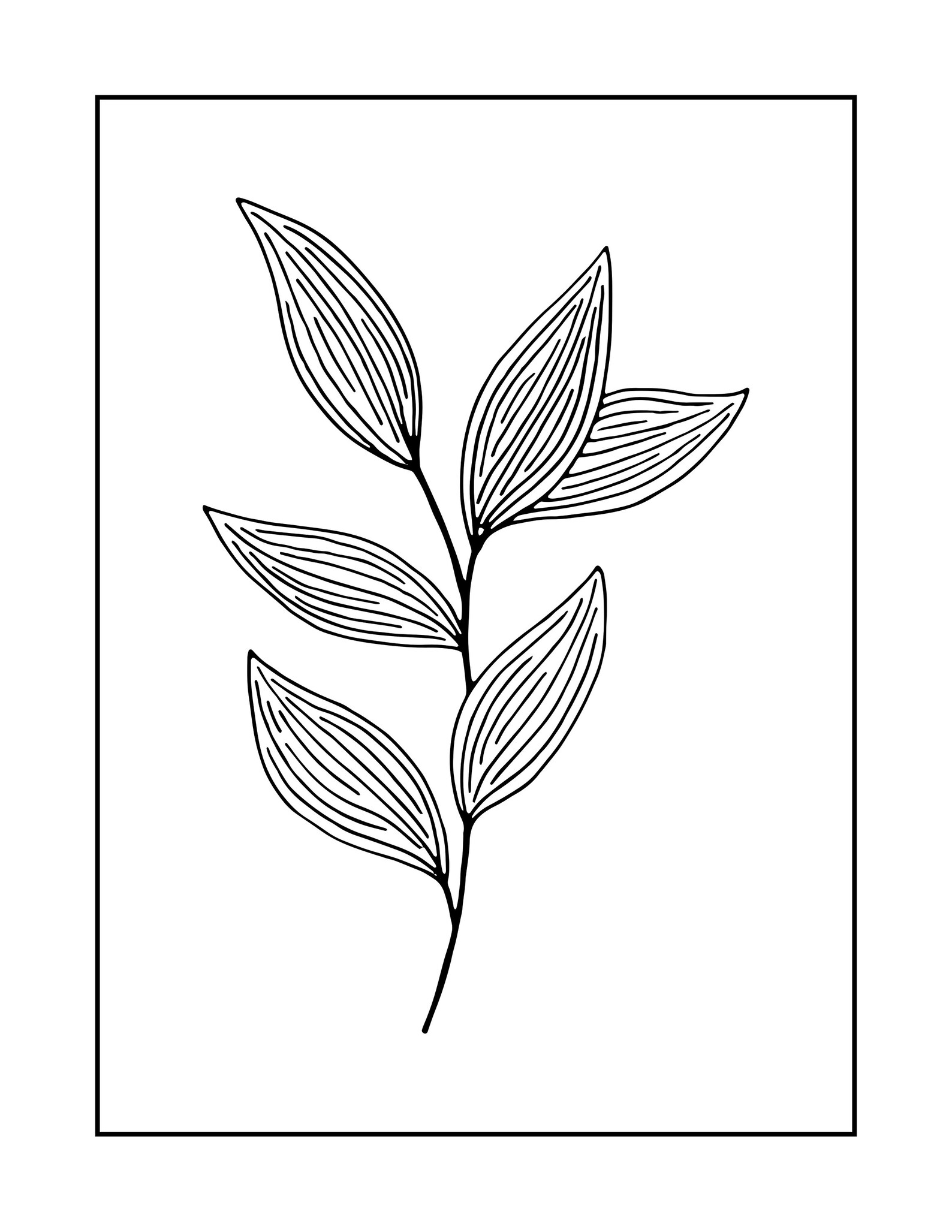 Black and White Simple Leaf Print Set- Digital Download - Etsy