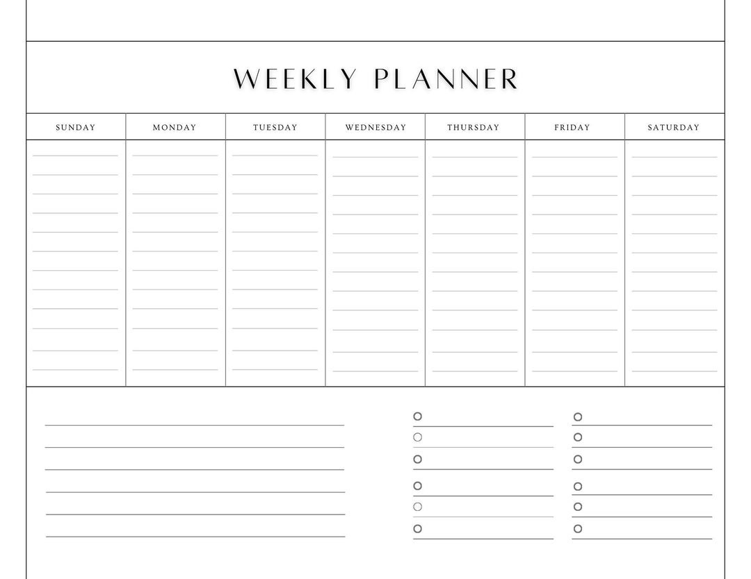 White Minimalist Weekly Planner - Etsy