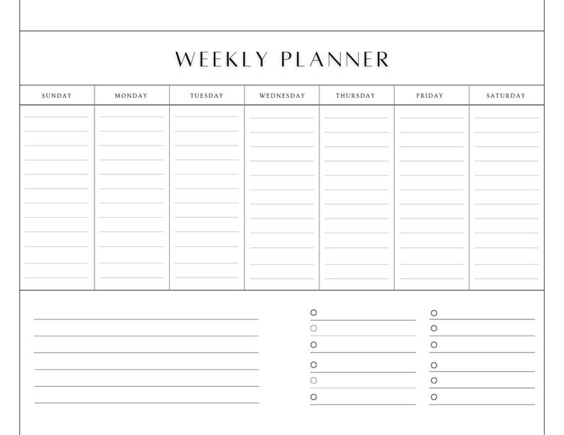 White Minimalist Weekly Planner - Etsy