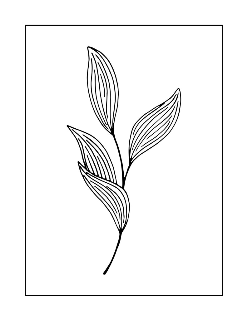 Black and White Simple Leaf Print Set- Digital Download - Etsy