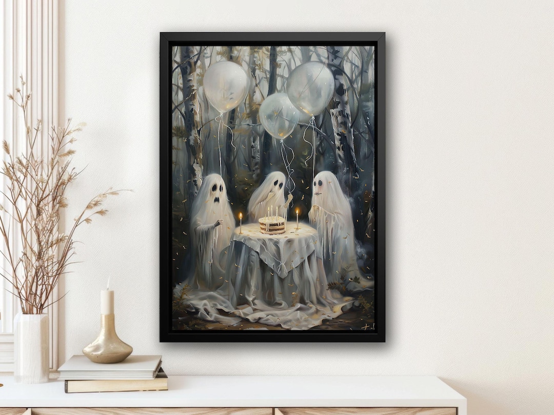 Vintage Ghosts Have Birthday in Forest Canvas Print, Dark Ghost Poster ...