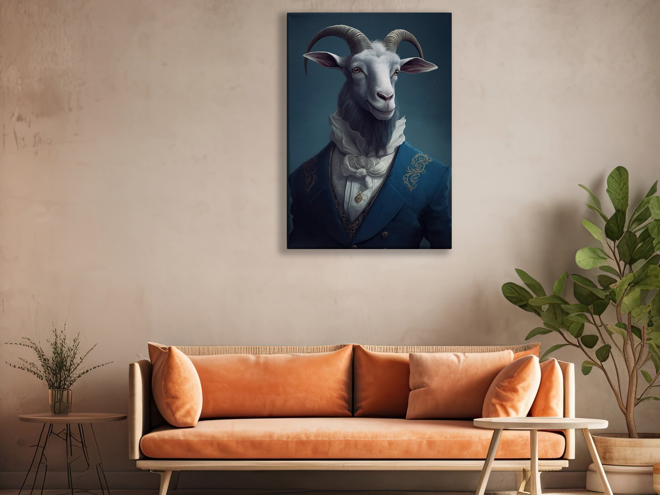 Victorian Goat in Suit Painting, Goat Art Print, Goat Canvas Print ...