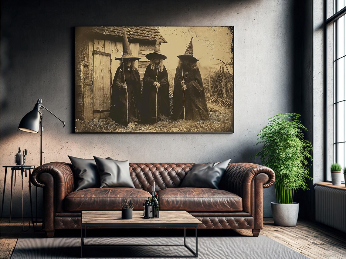 Classic Three Old Witches Canvas Print, Witch Poster, Halloween Wall ...