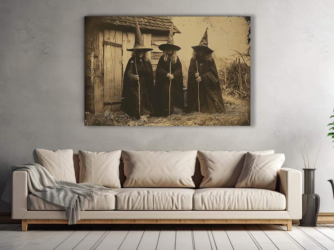 Classic Three Old Witches Canvas Print, Witch Poster, Halloween Wall ...