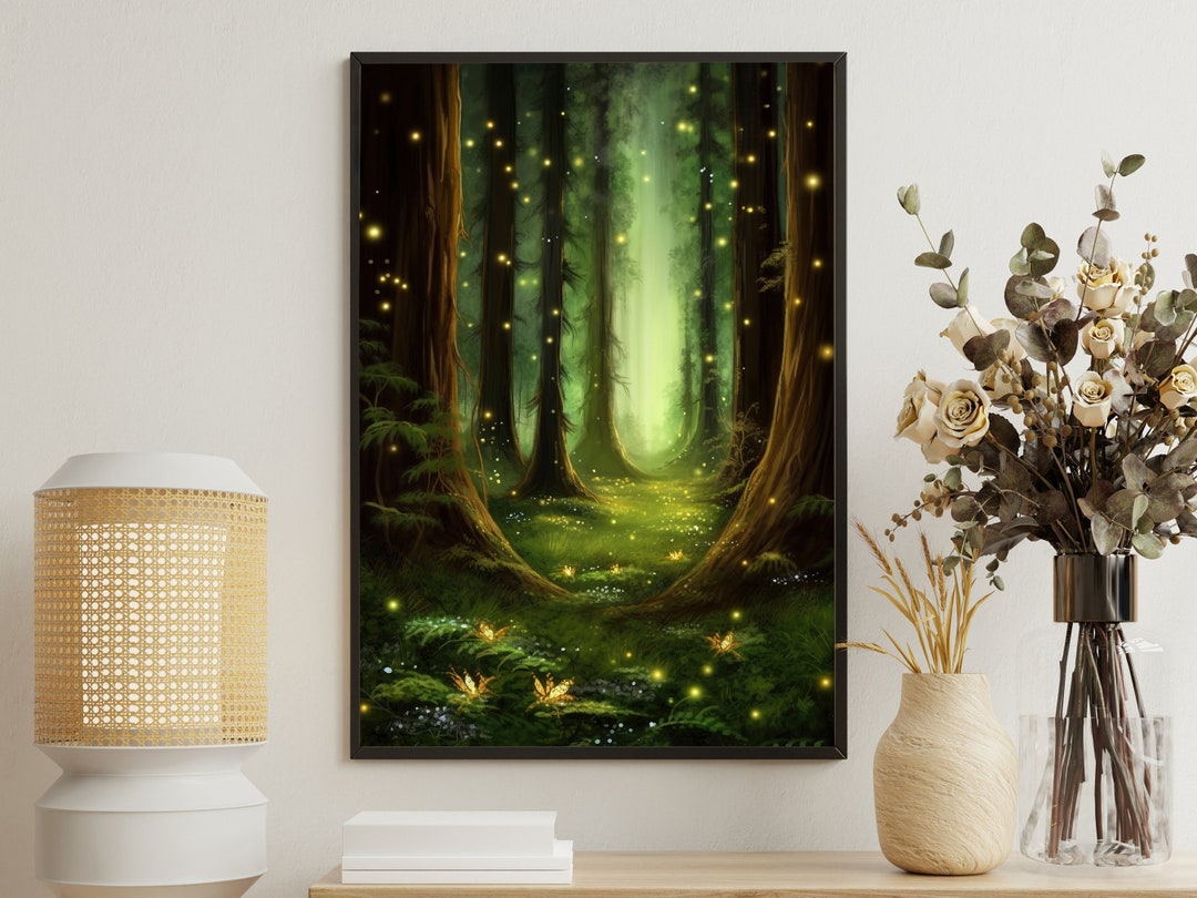 Magical Forest Light Painting, Enchanted Forest Art Print, Mythical ...