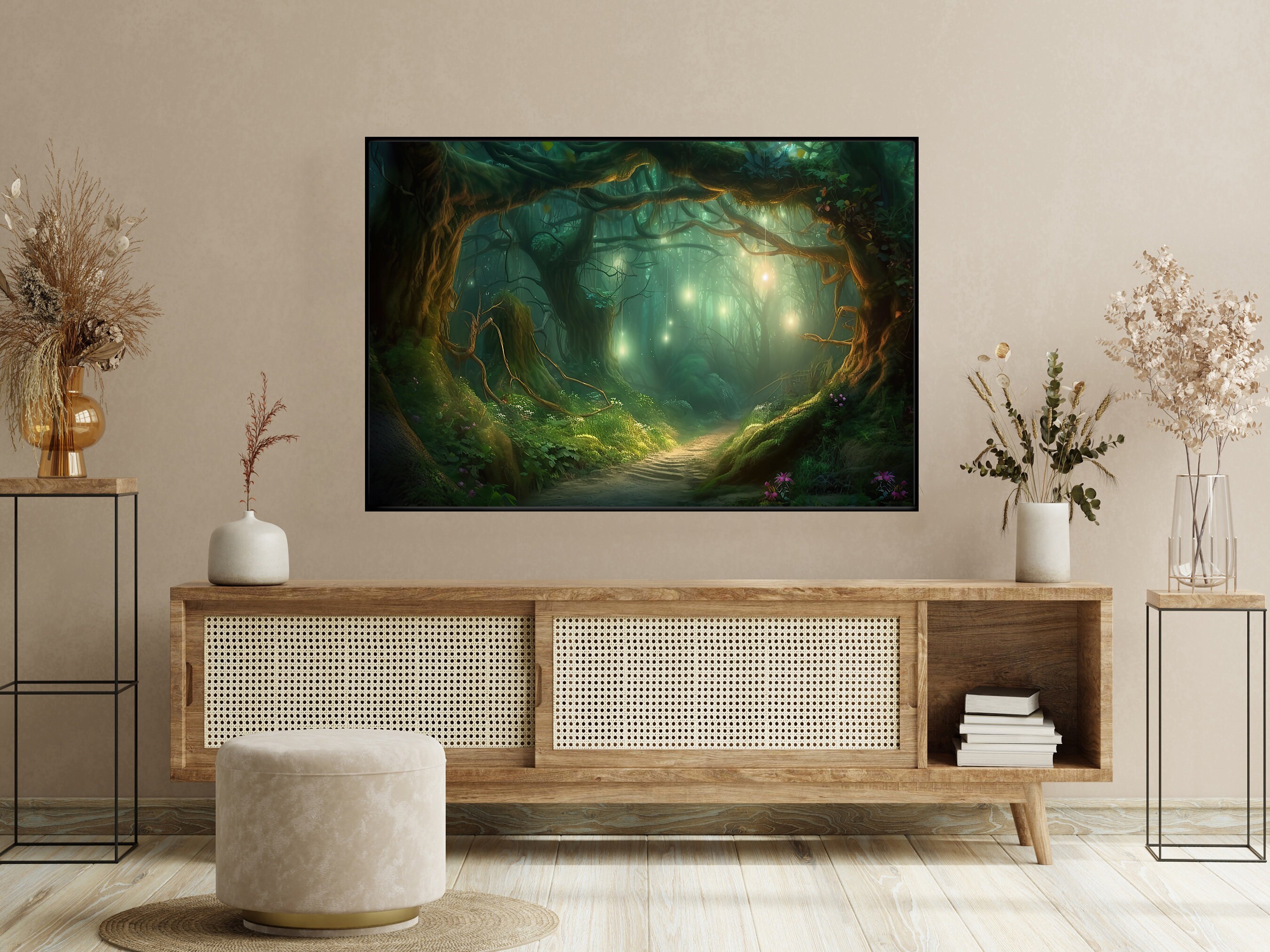 Magical Forest Light Painting, Enchanted Forest Art Print, Mythical ...
