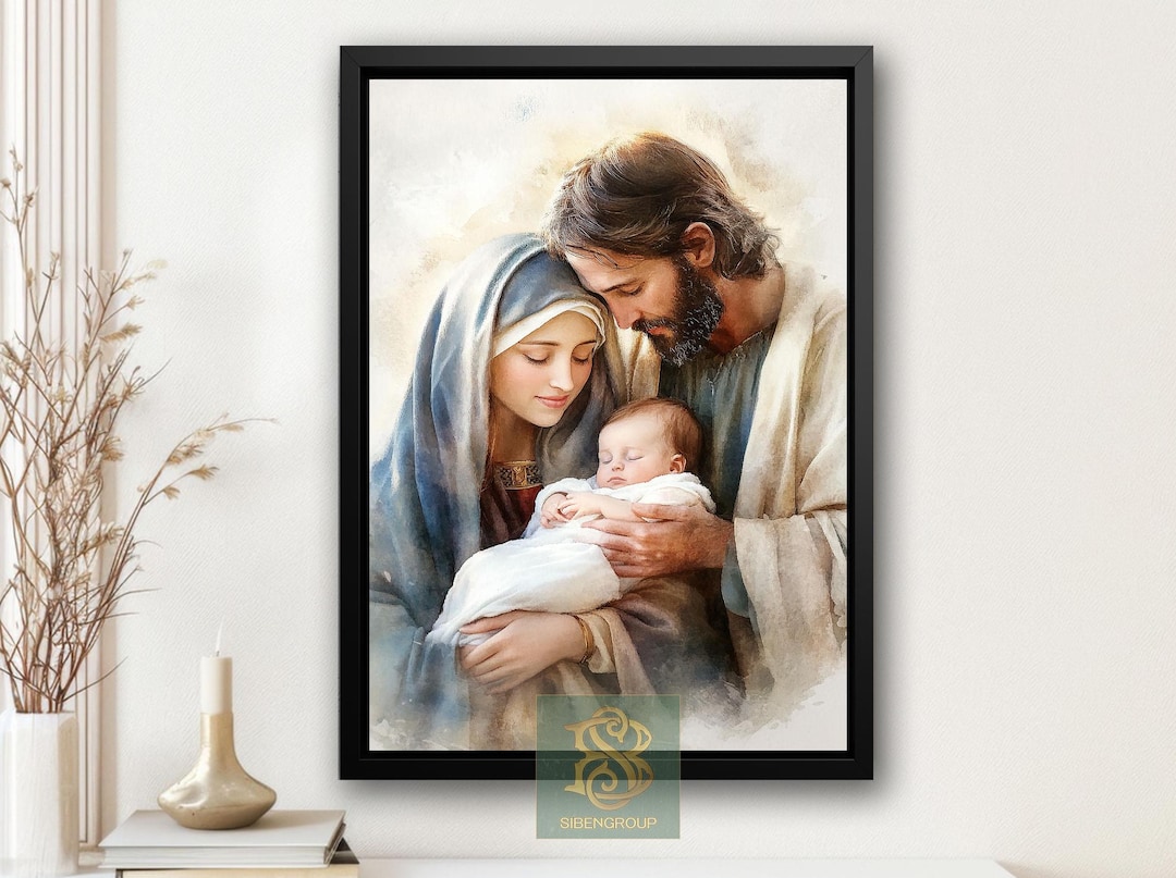 The Holy Family Painting, Christian Canvas, Jesus Poster Print ...