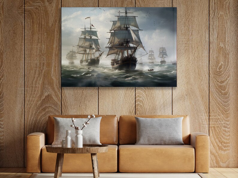 Vintage Pirate Ship Painting Canvas Art Print Retro Pirate Adventure ...