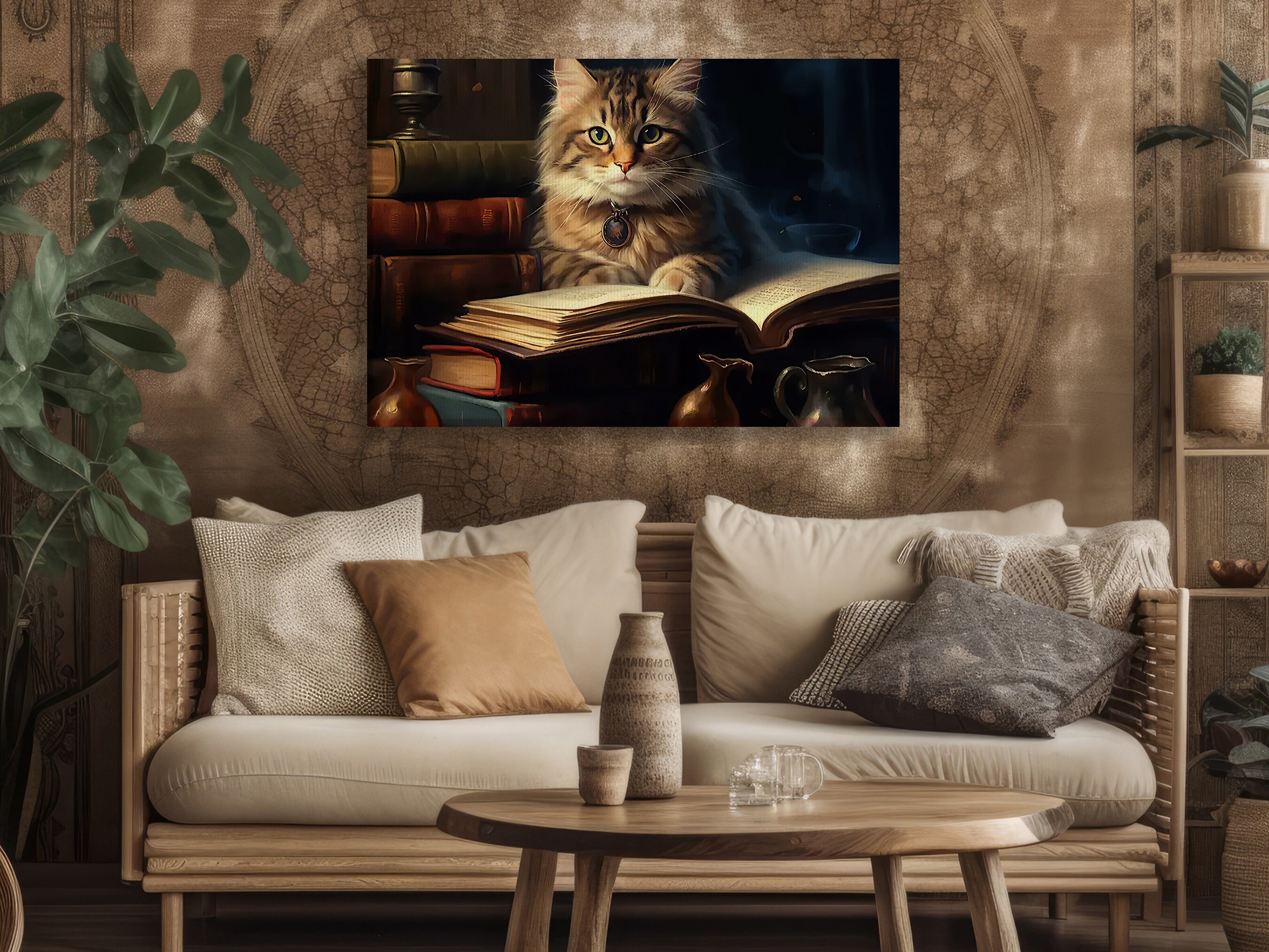 Vintage Cat Painting, Retro Cat Art Print, Cat Canvas Print, Gothic Art ...