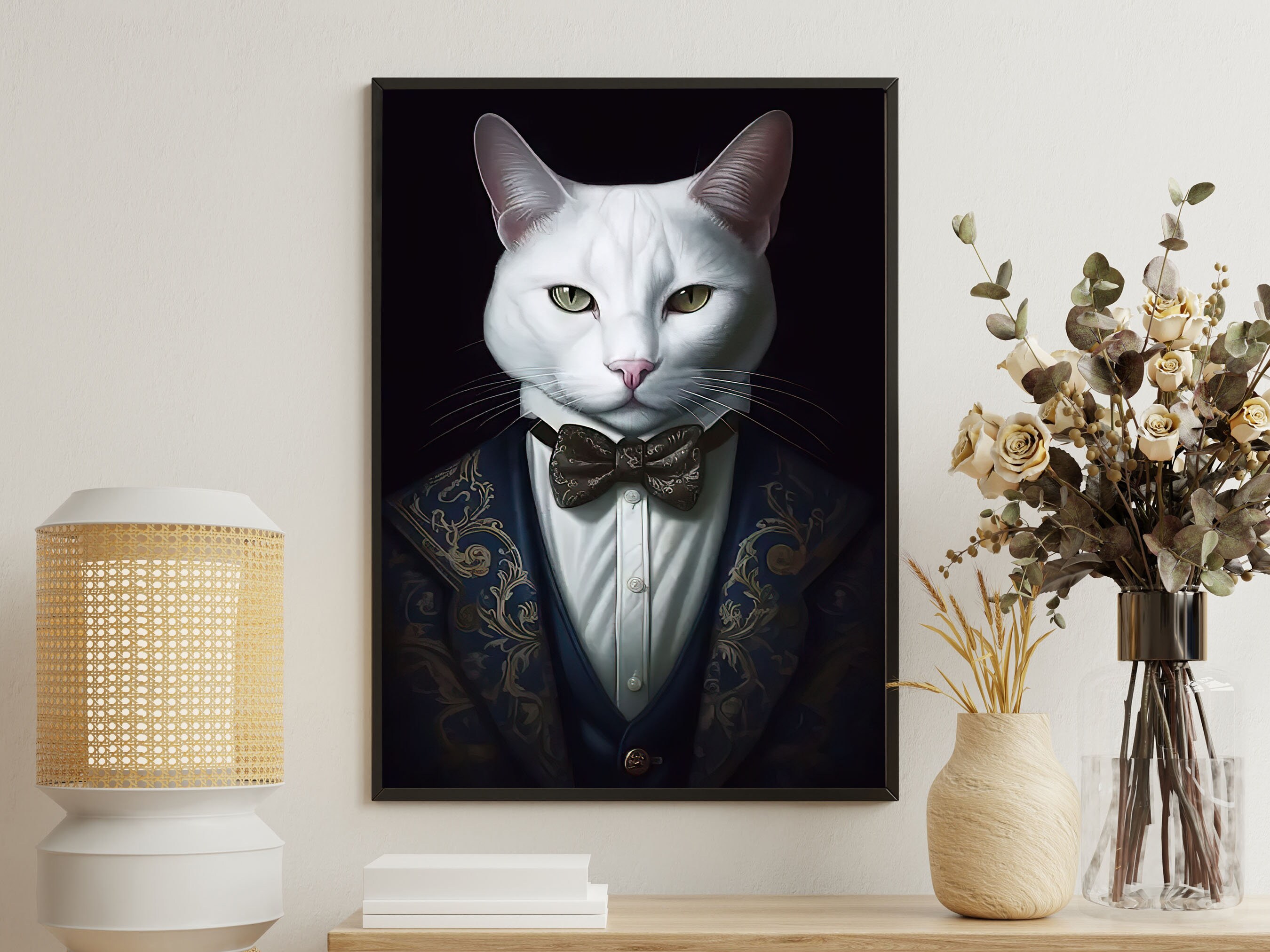 Vintage Victorian Cat Painting, Renaissance Cat Art Print, Cat Canvas ...